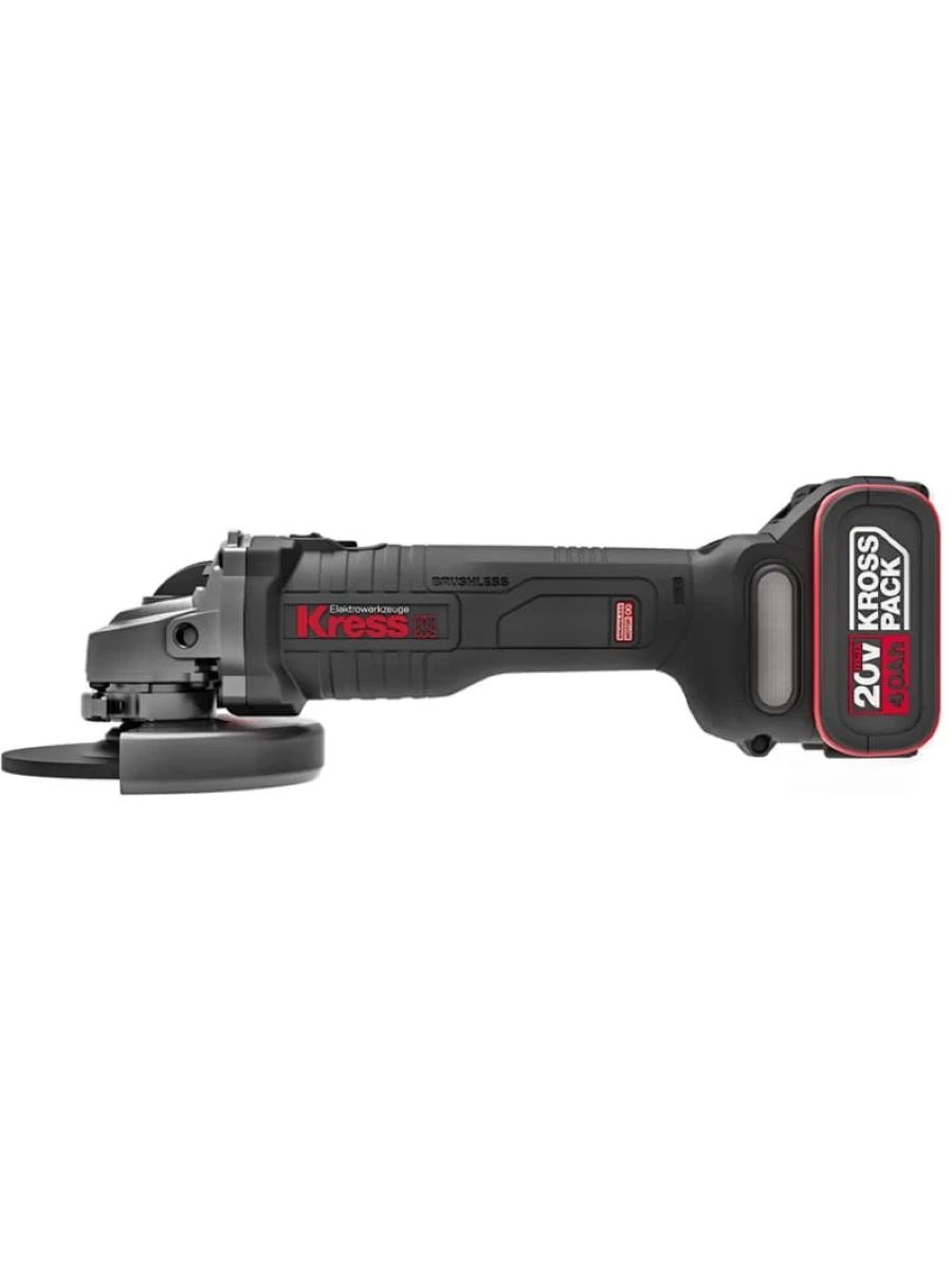 Аккумуляторная угловая шлифмашина KRESS KU801 (2 x 4 Ач, ЗУ) (125 мм, 20 В) в кейсе