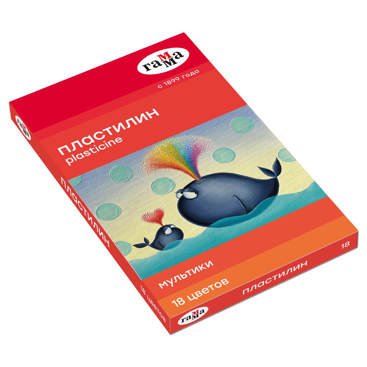 Пластилин для школы Гамма "Мультики", 18 цветов, 360г, со стеком, картонная упаковка