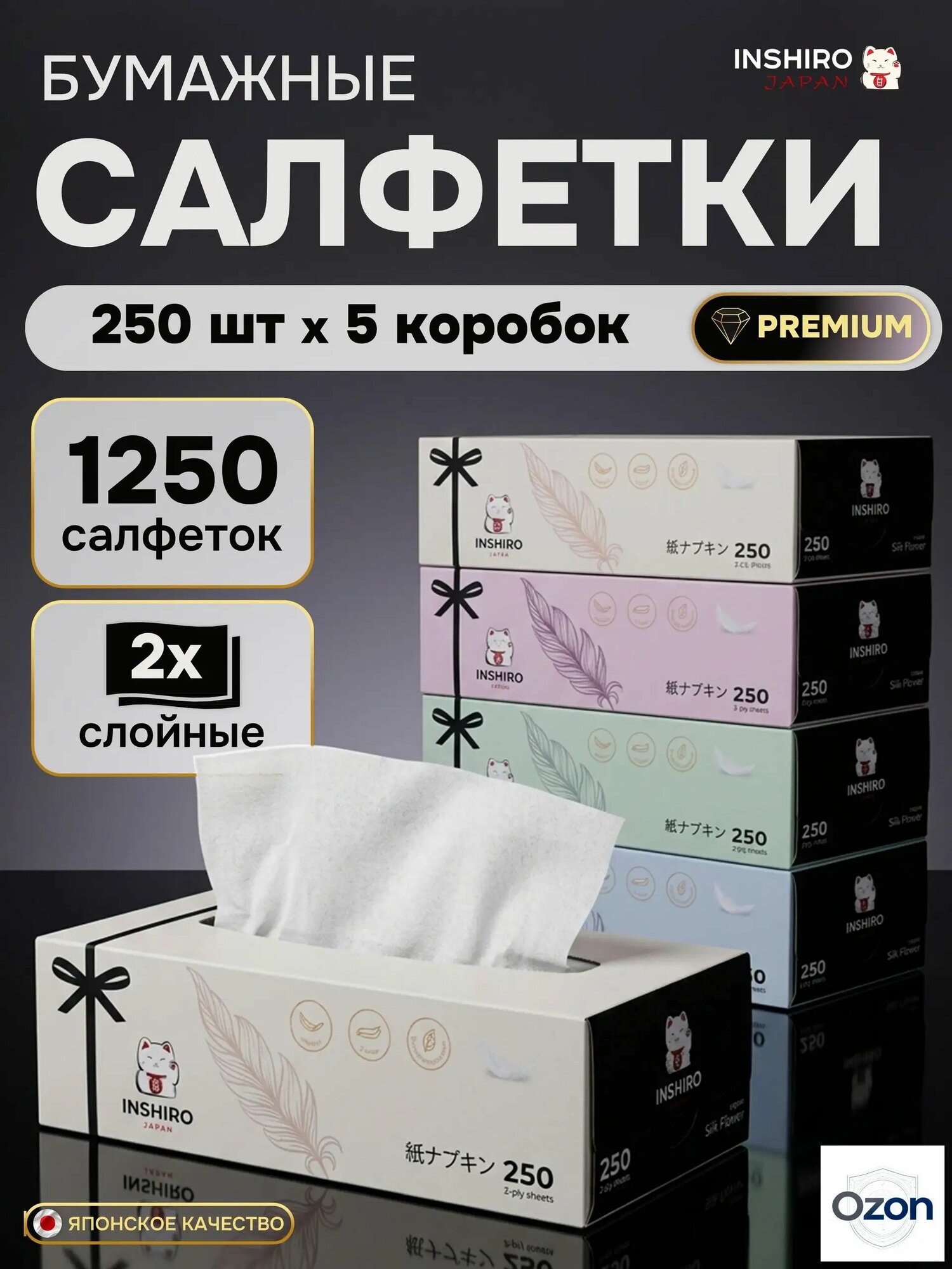 Бумажные салфетки, 250 шт.