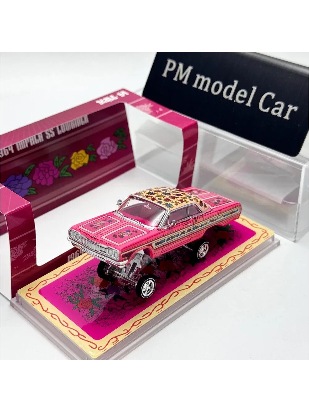 Коллекционная литая модель автомобиля масштаб 1:64 Шевроле Импала Lowrider розовая
