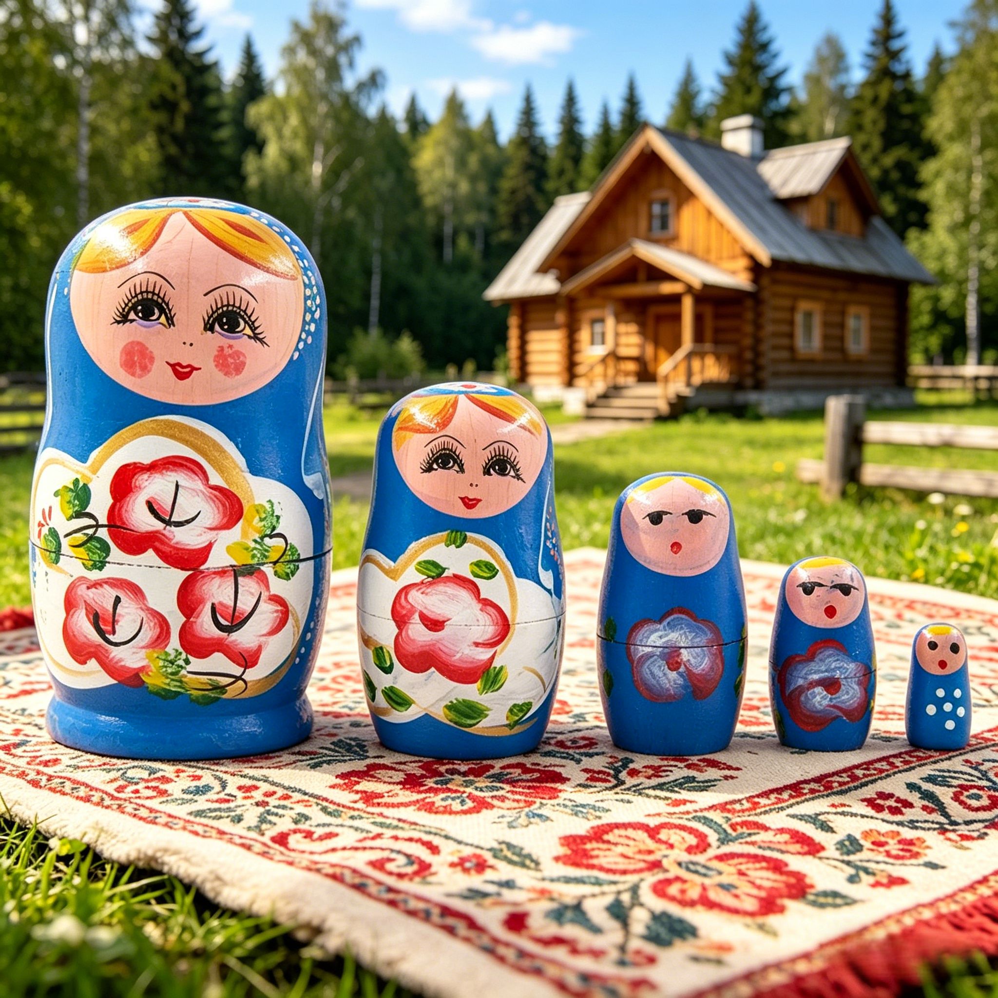 Матрешка из дерева 5 уровней, ручная роспись, народный стиль, игрушка для детей, сувенир
