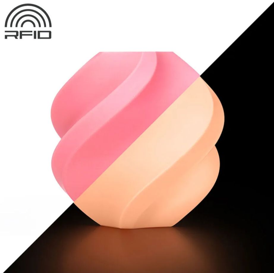 Катушка PLA Glow пластика Bambu lab 1.75 мм 1кг, светящийся розовый (Glow Pink) - 15200