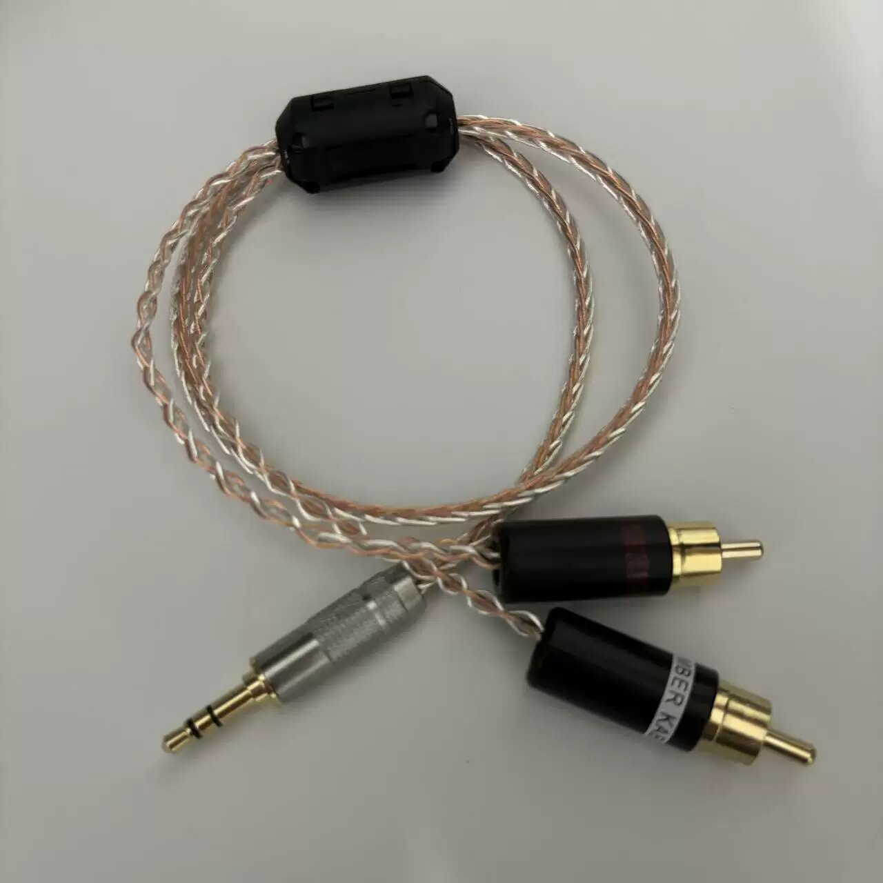 Hi-Fi Аудиокабель из однокристаллического серебра 3.5 мм на двойной RCA, прямой, 2 м, сплиттер
