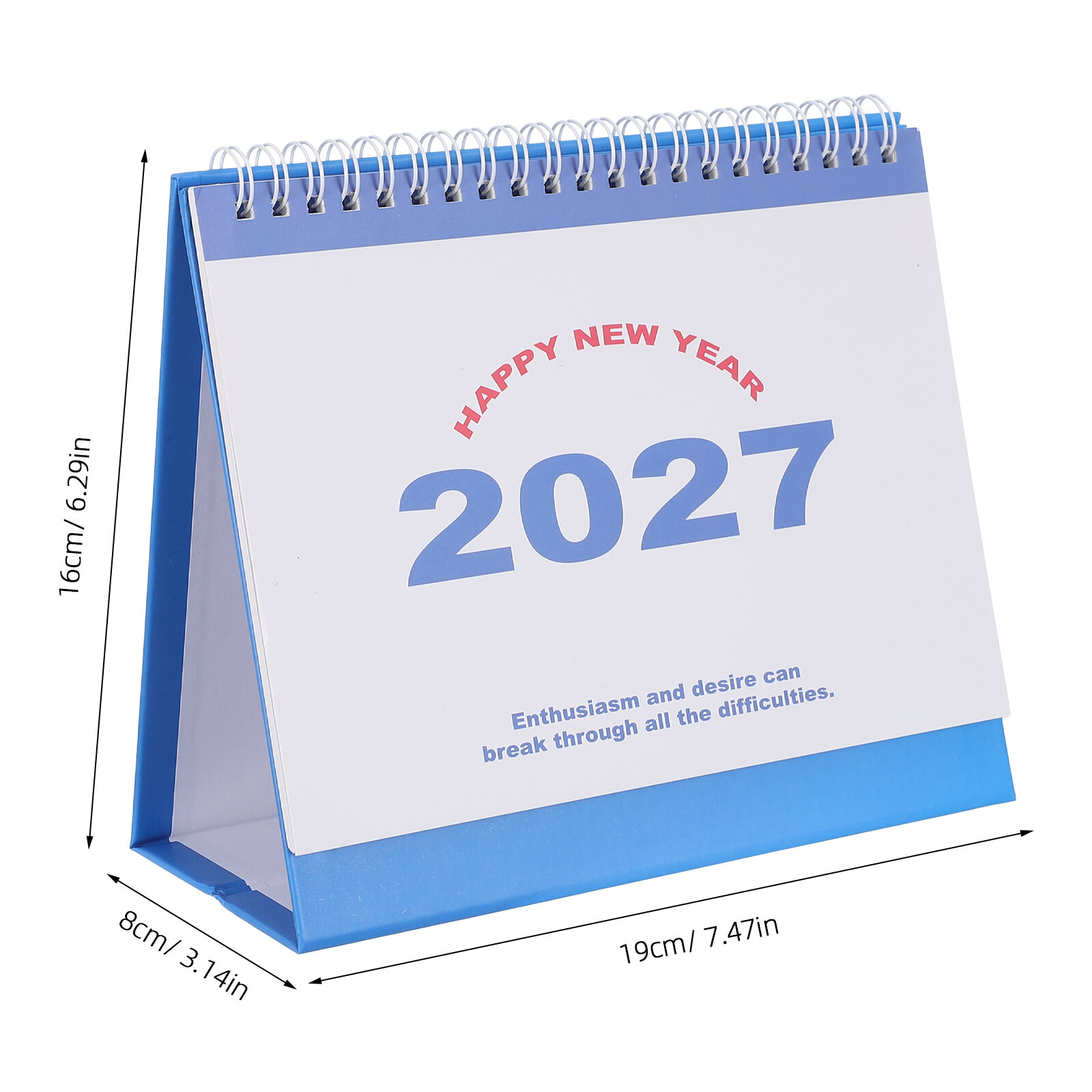 Минималистичный настольный календарь 2027, бумажный, синий, для офиса