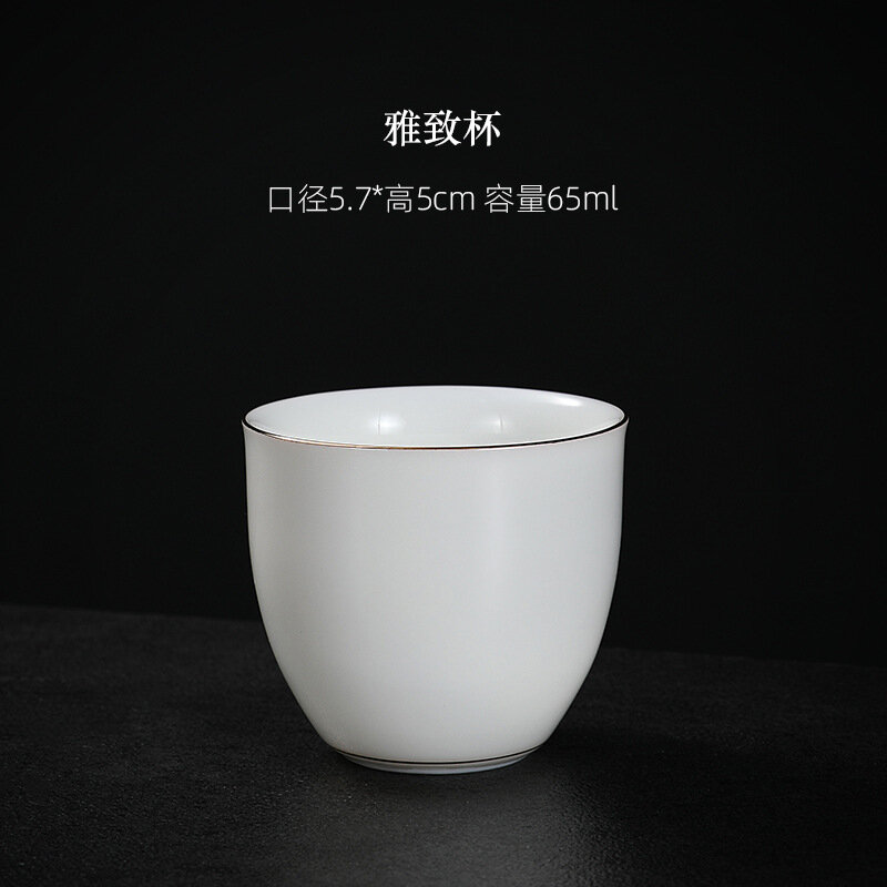 Фарфоровая чашка для чая Dehua из белого фарфора с золотым узором - Elegant Cup для чайного набора