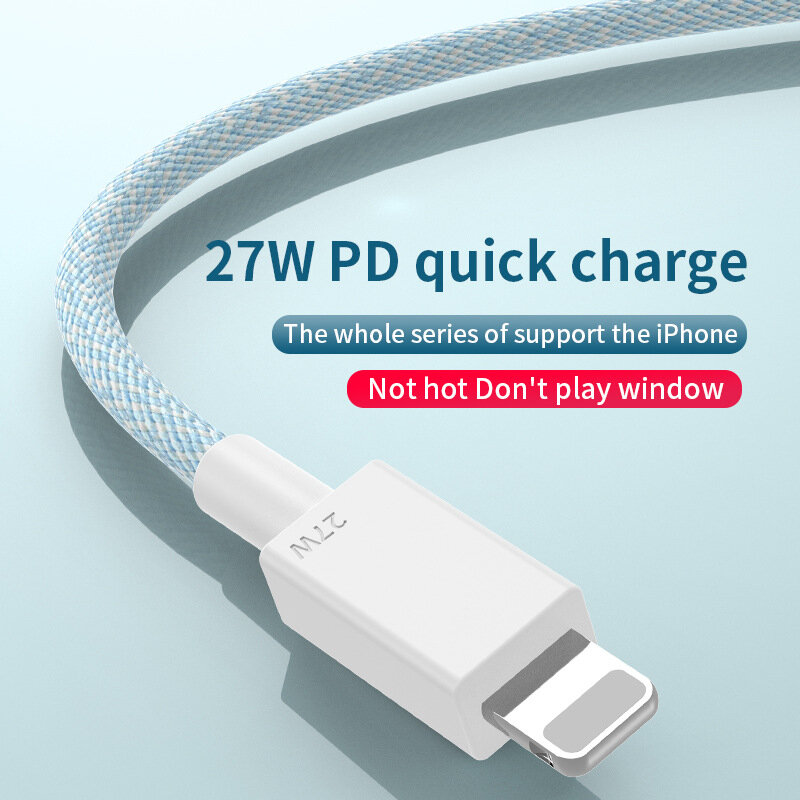 Кабель для зарядки 20W PD, плетеный USB-C на Lightning для iPhone 14, 13 Pro Max, 0.5м 1м 2м 3м, серый
