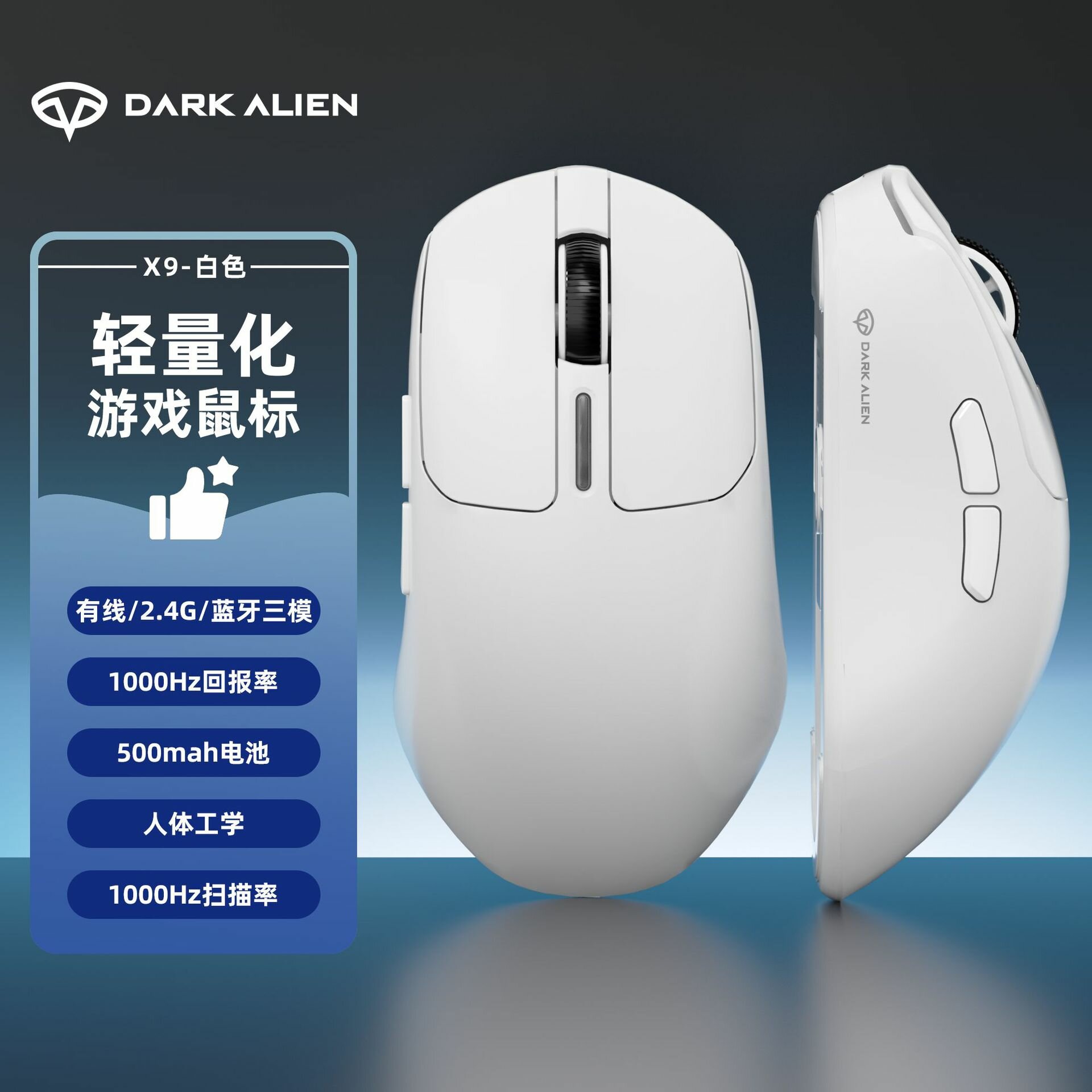 X9 Белая 3-режимная беспроводная мышь (USB+2.4ГГц+Bluetooth) для игр и офиса