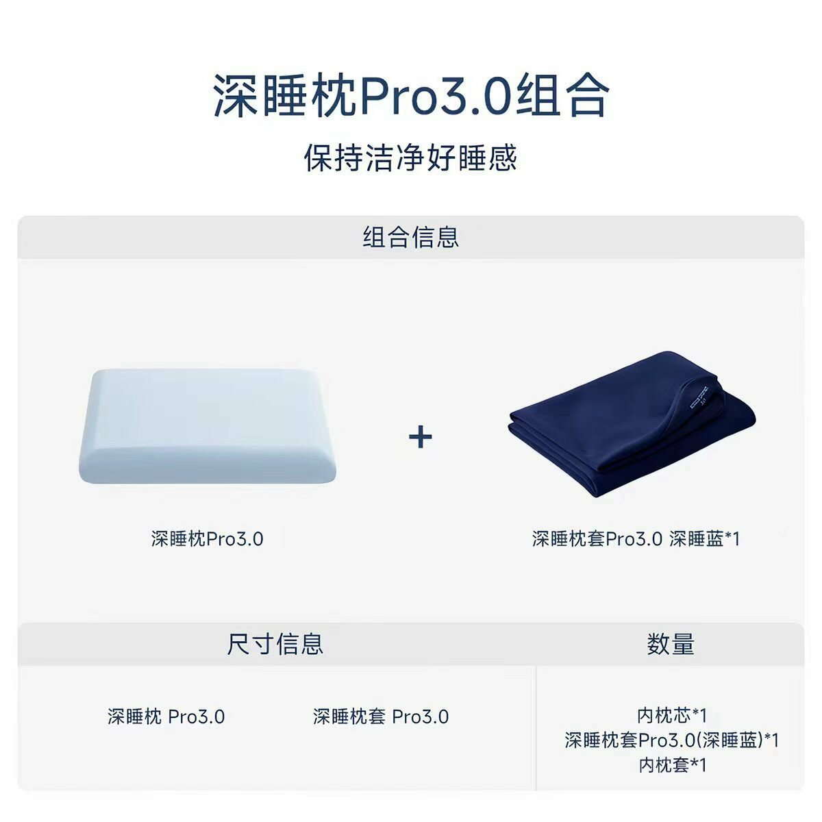 Ортопедическая Подушка Из Пены С Памятью Deep Sleep Pro3.0 Тройное Ядро С Чехлами Глубокий Синий 42x70x12см