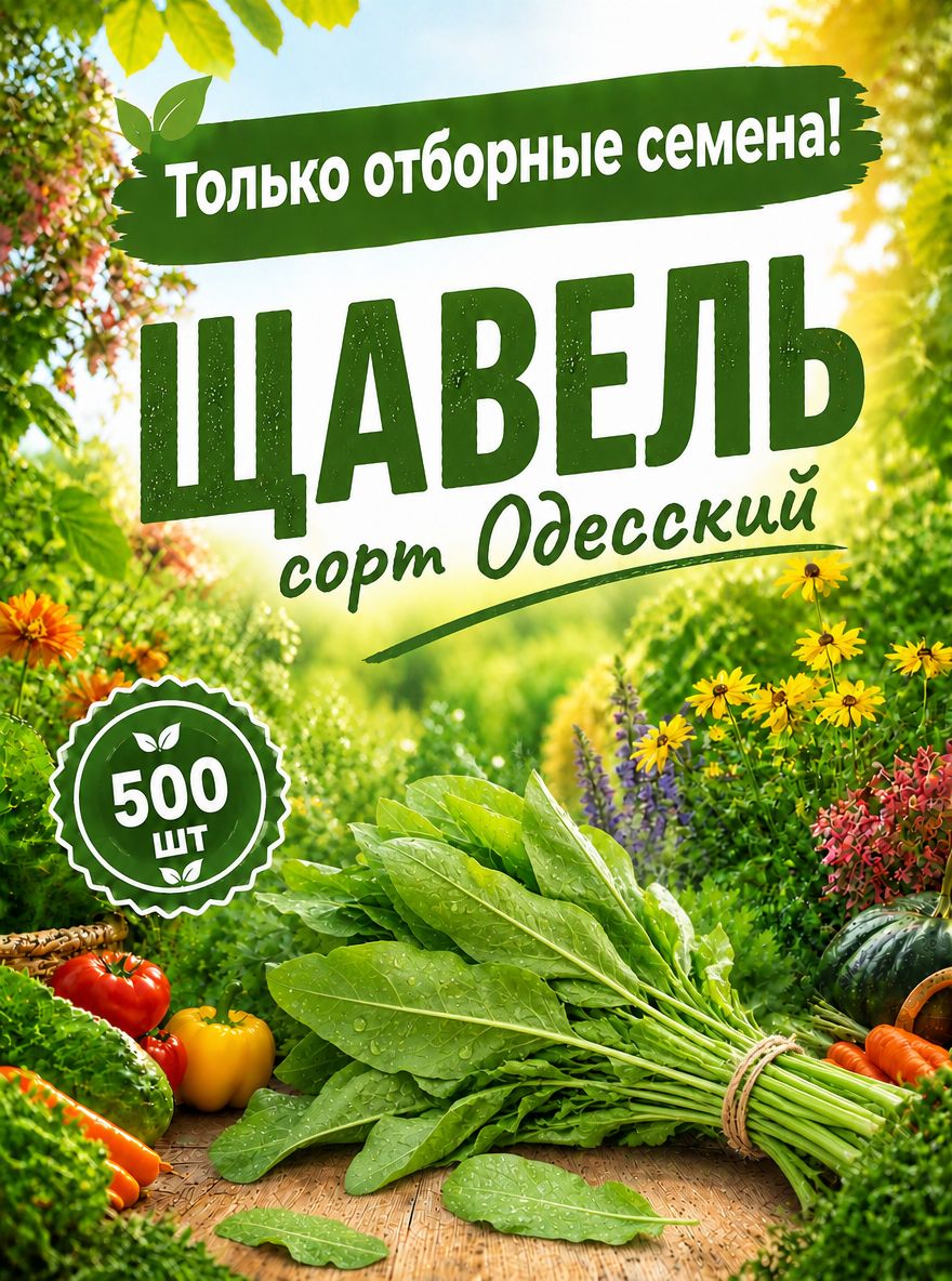 Семена щавеля Одесский - раннеспелый сорт, высокоурожайный, холодостойкий, для открытого грунта и домашнего выращивания
