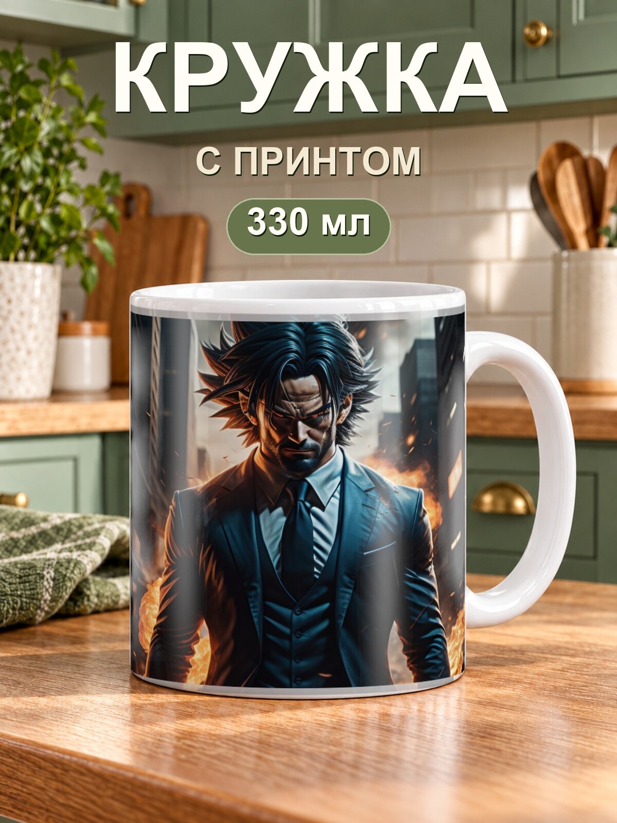 Керамическая кружка MoodRoom для чая и кофе, 330 мл с принтом «Сон Гоку из Dragon Ball Драгон Болл»