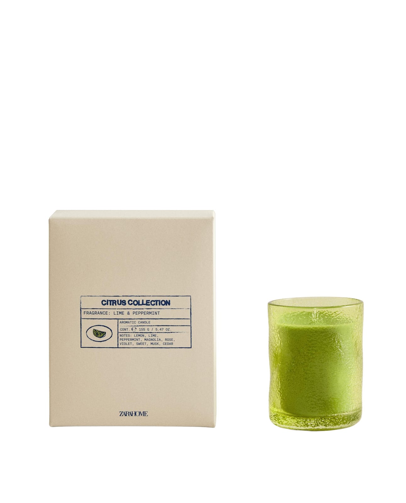 Свеча ZARA HOME Lime & Peppermint, 155 г, 8 x 8 x 8 см 5407/705/539-99