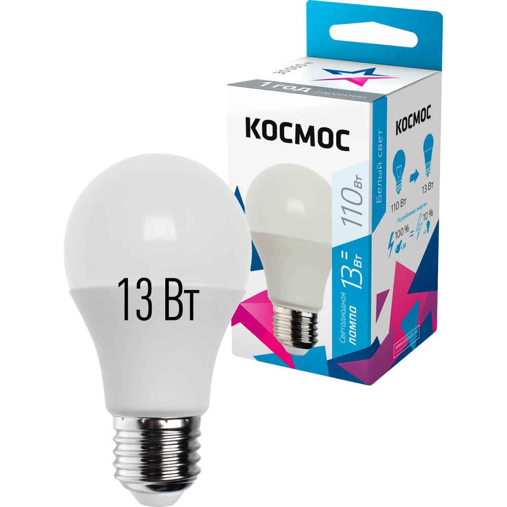 Светодиодная лампа космос LED A60 13Вт 220В E27 4500К 452436 LkecLED13wA60E2745