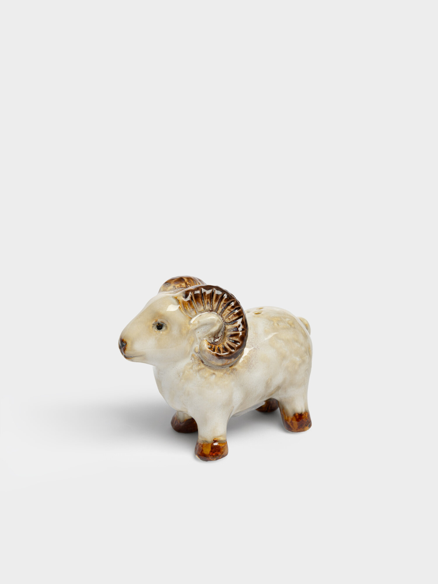 Емкость для соли или перца, 7 см, керамика R, бежево-коричневая, Баран, Sheep beige