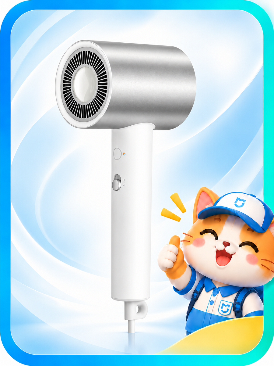 Фен для волос Xiaomi Mijia H500, с ионизацией, 1800 Вт, быстрая сушка, холодный воздух, белый