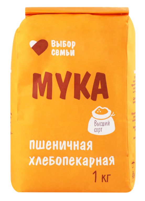 Мука пшеничная выбор семьи хлебопекарная высший сорт, 1кг