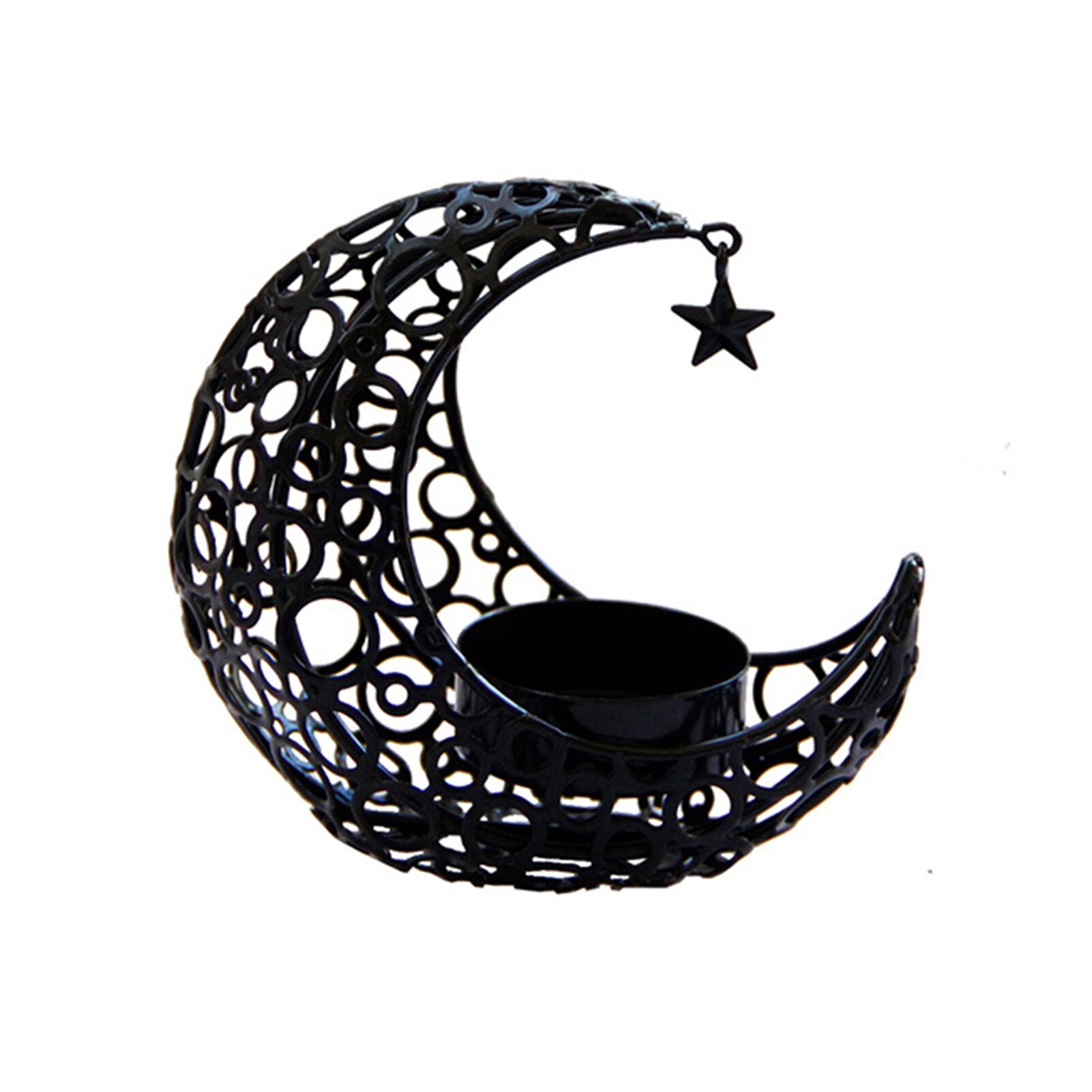 Лунный подсвечник Железный декоративный подсвечник Tealight для свадебной вечеринки, Домашний декор, Центральный элемент стола, черный