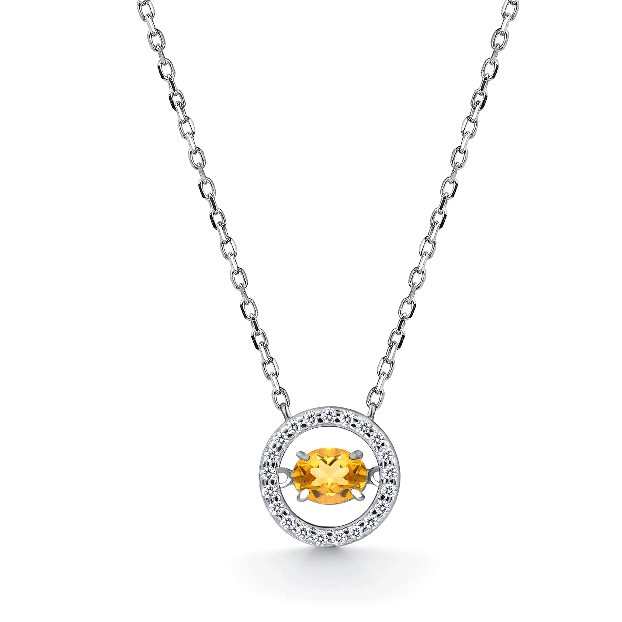 Колье Diamant online, серебро, 925 проба, родирование, цитрин, фианит