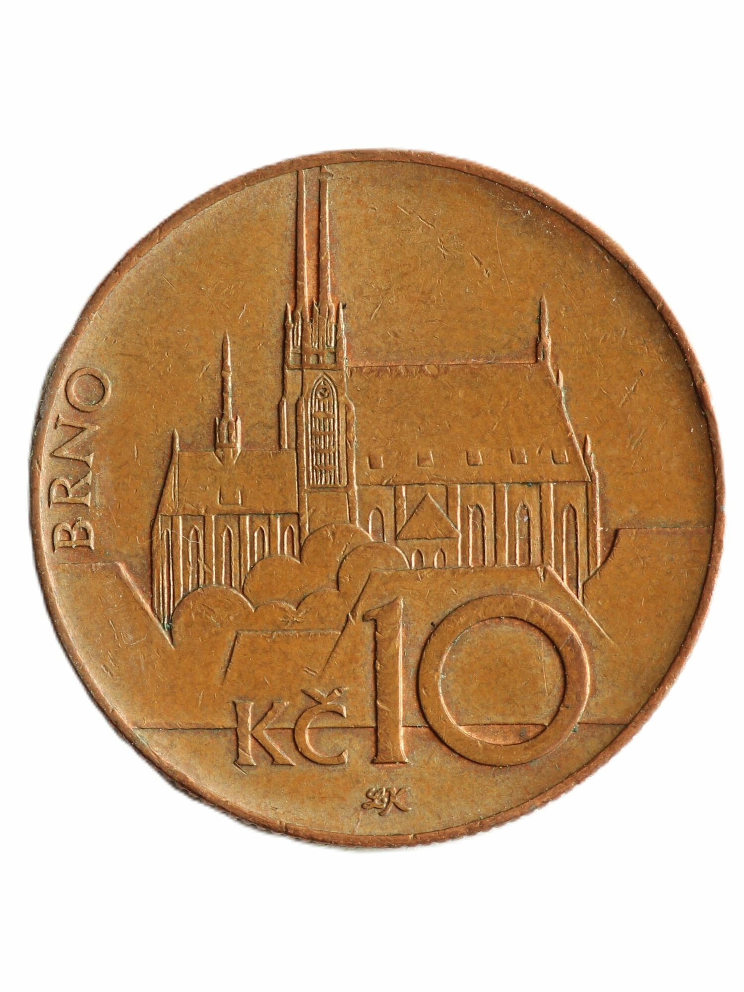 Подлинная монета Чехии 10 крон 2009 года