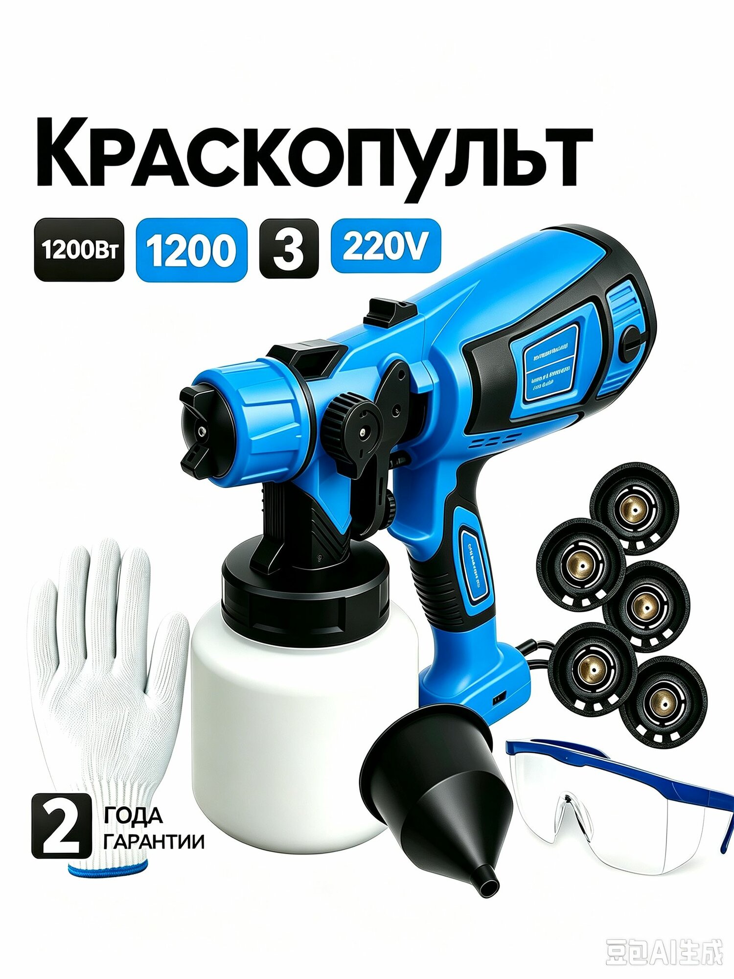 Краскопульт электрический (1200Вт , 1400 мл, 1.2 мл/мин)