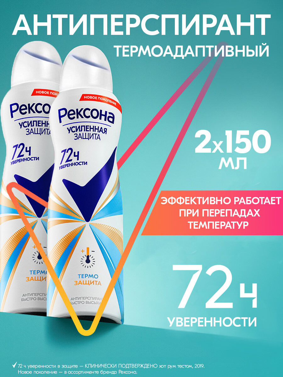 Дезодорант женский спрей антиперспирант Рексона Термозащита 150 мл 2 шт