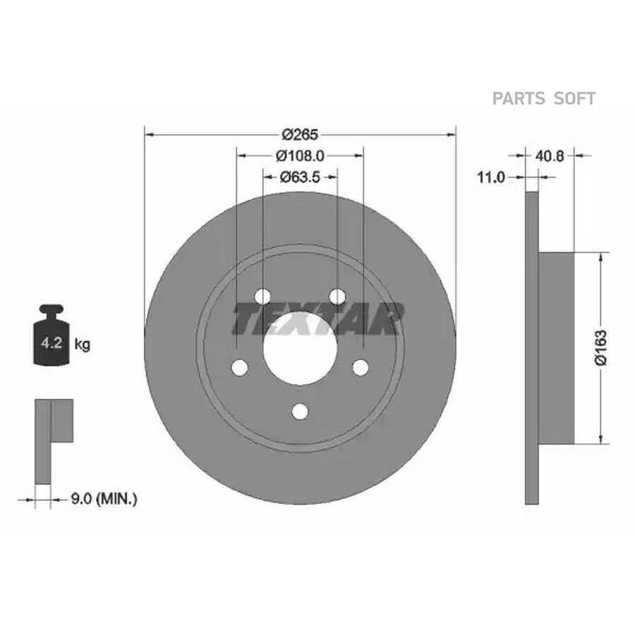 TEXTAR 92133703 92133703 диск тормозной задний!\ Ford Focus 1.4-2.0/TDCi 04> 2шт