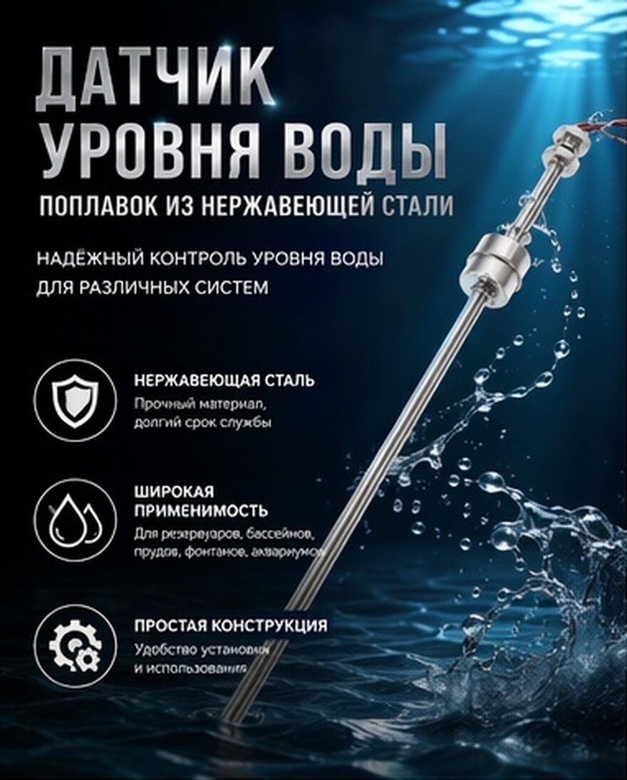 Датчик Уровня Воды Из Нержавеющей Стали 1 Шт Двойной Плавающий Шар Для Бака 41.50X2.50X2.50Cm