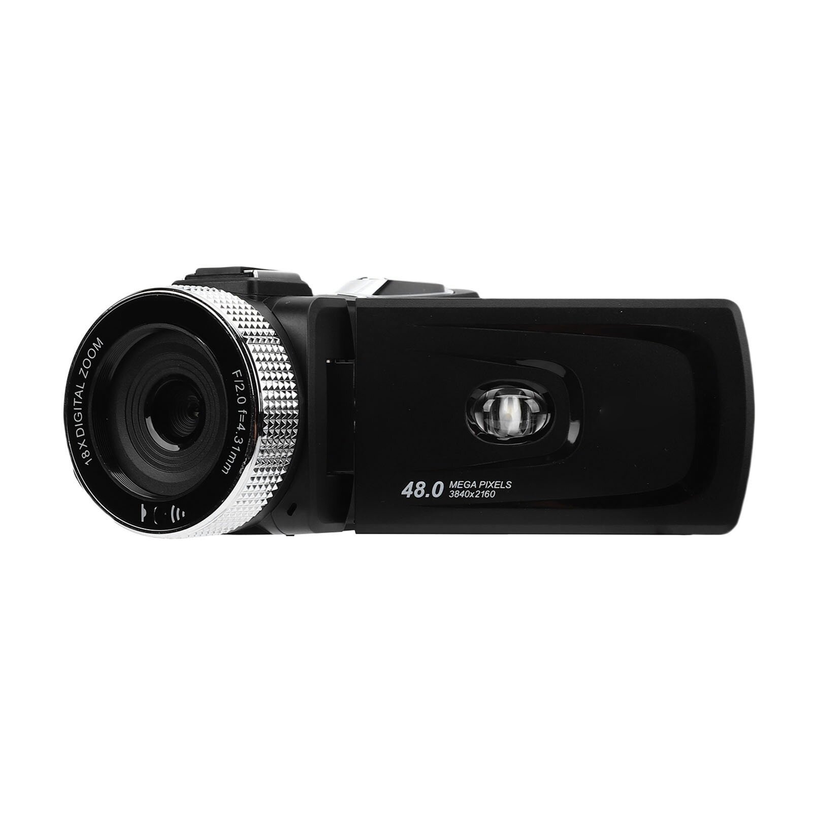 Видеокамера Видеокамера 4K HD 48MP F2.0 Объектив с большой диафрагмой, Многоугольный вращающийся экран, заполняющая лампа TIR мощностью 3 Вт, Портативная цифровая камера-рекордер