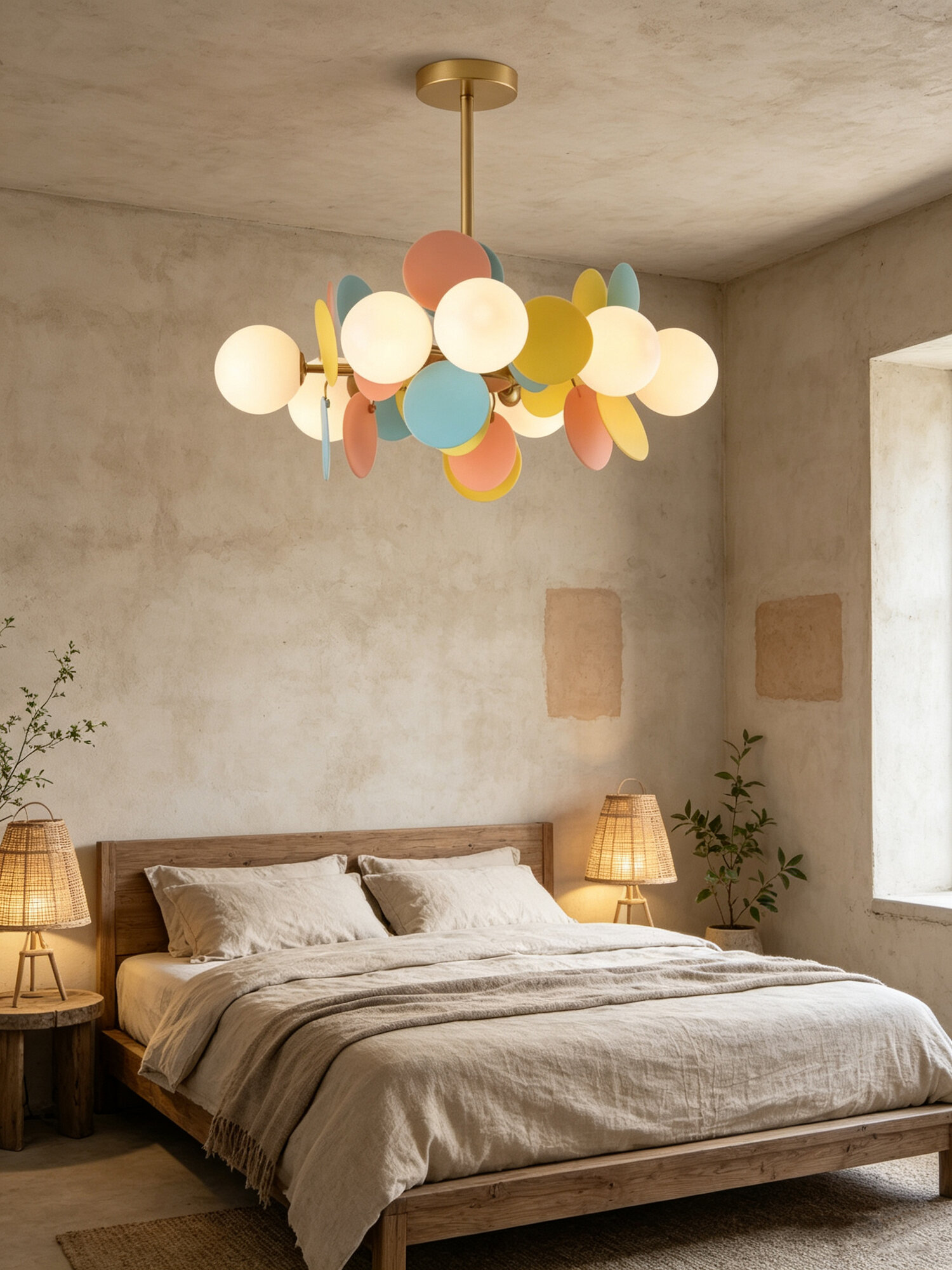 Люстра для спальни, освещение детской комнаты, пластиковые лепестки/цветная/8 ламп