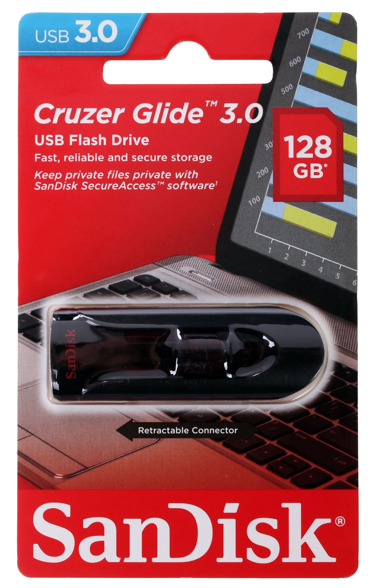USB-флеш-накопитель SanDisk Cruzer Glide 128 ГБ, USB 3.0 / USB Type-A