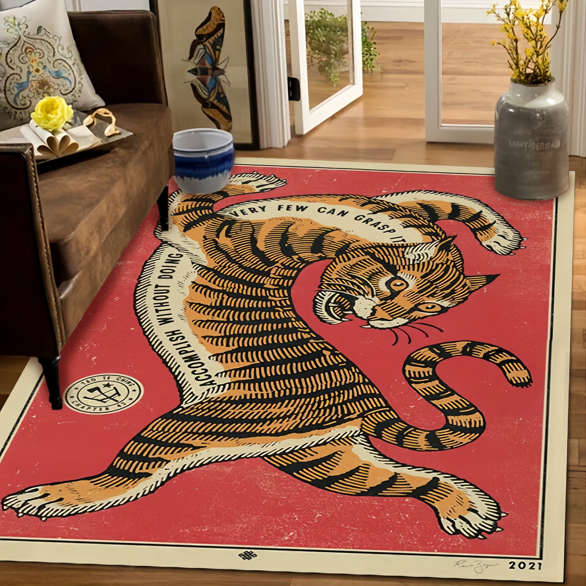 Ковер "Дикий Уют", квадратный, с тигриным принтом, 80x160см