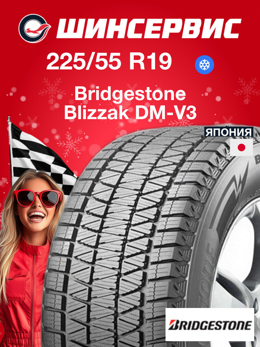 Зимняя нешипованная шина Bridgestone Blizzak DM-V3 225/55 R19 99 T, зимняя автомобильная резина