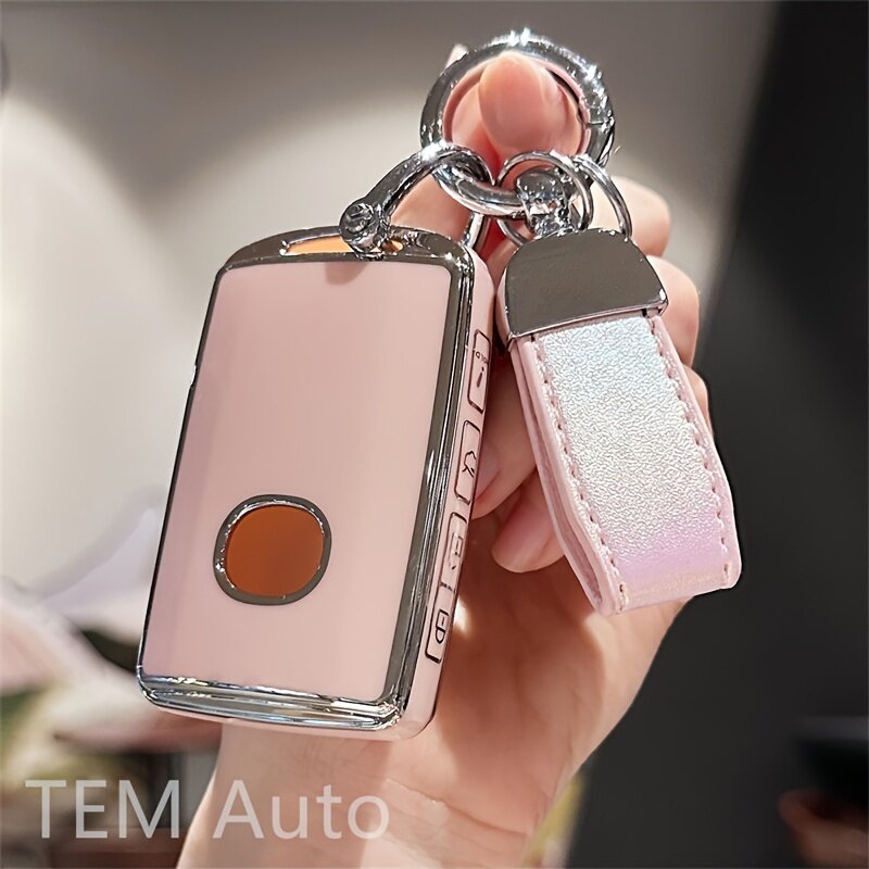 Защитный чехол для брелока из ТПУ с карабином, розовый