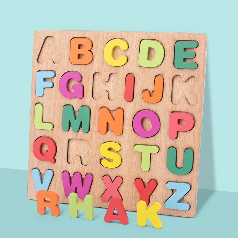 Деревянный пазл-вкладыш с буквами, цвет Alphabet-B
