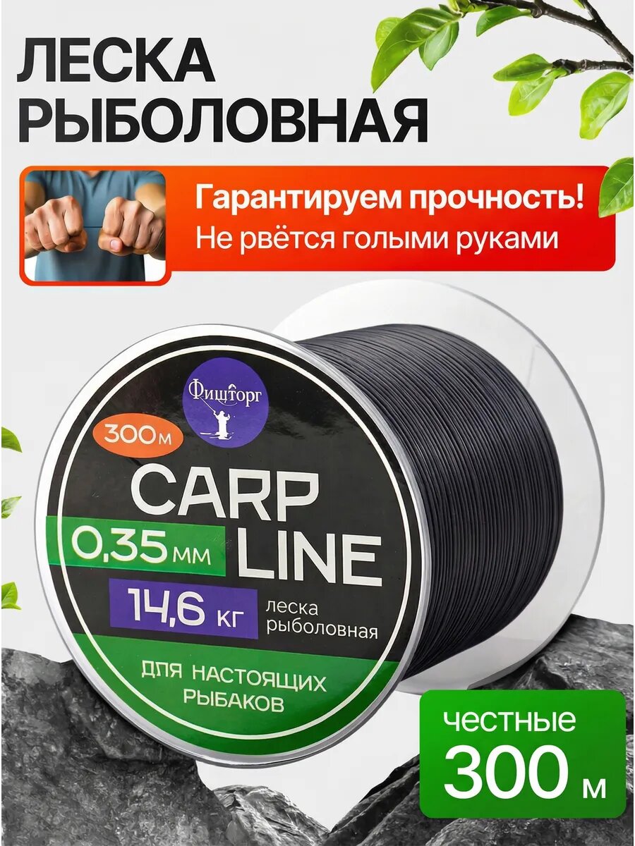 Леска рыболовная 0.35 мм 300 м черная монофильная карповая