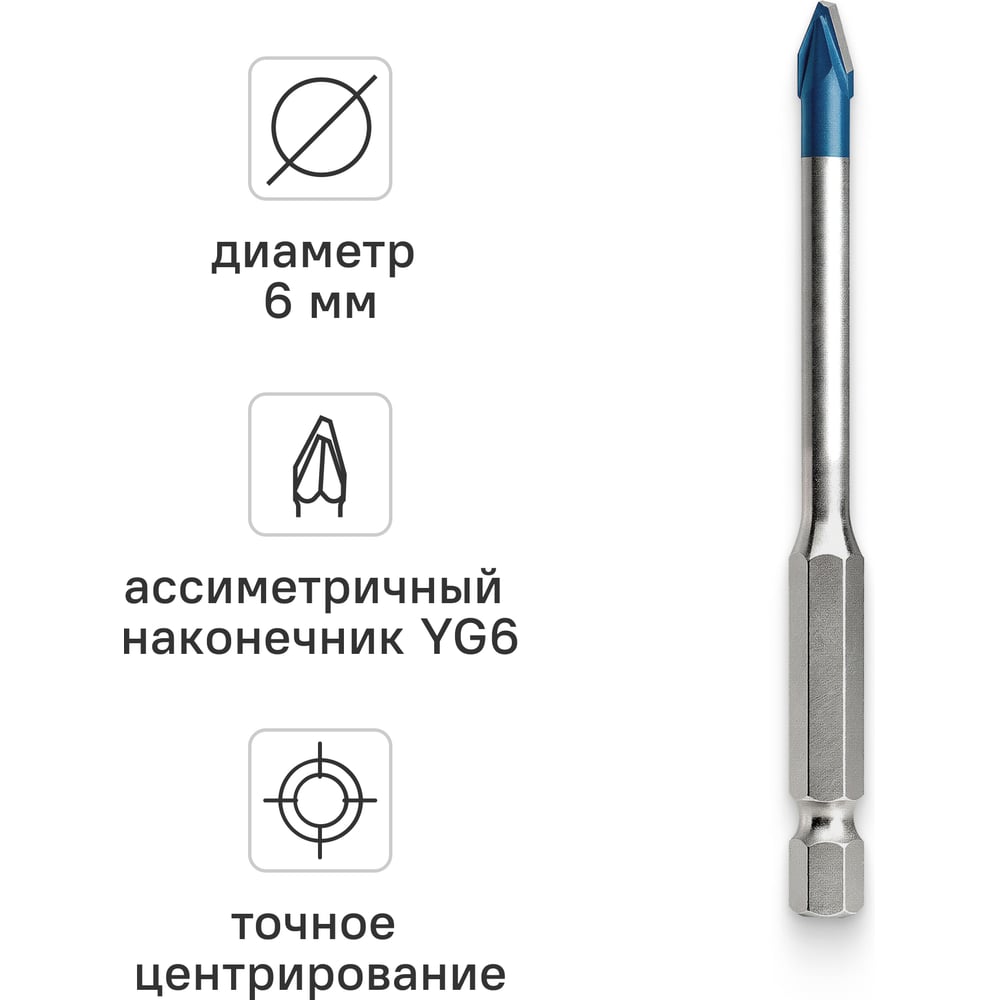 Сверло по керамограниту RAGE HARD CERAMIC HEX 6х90 мм Furious 554096