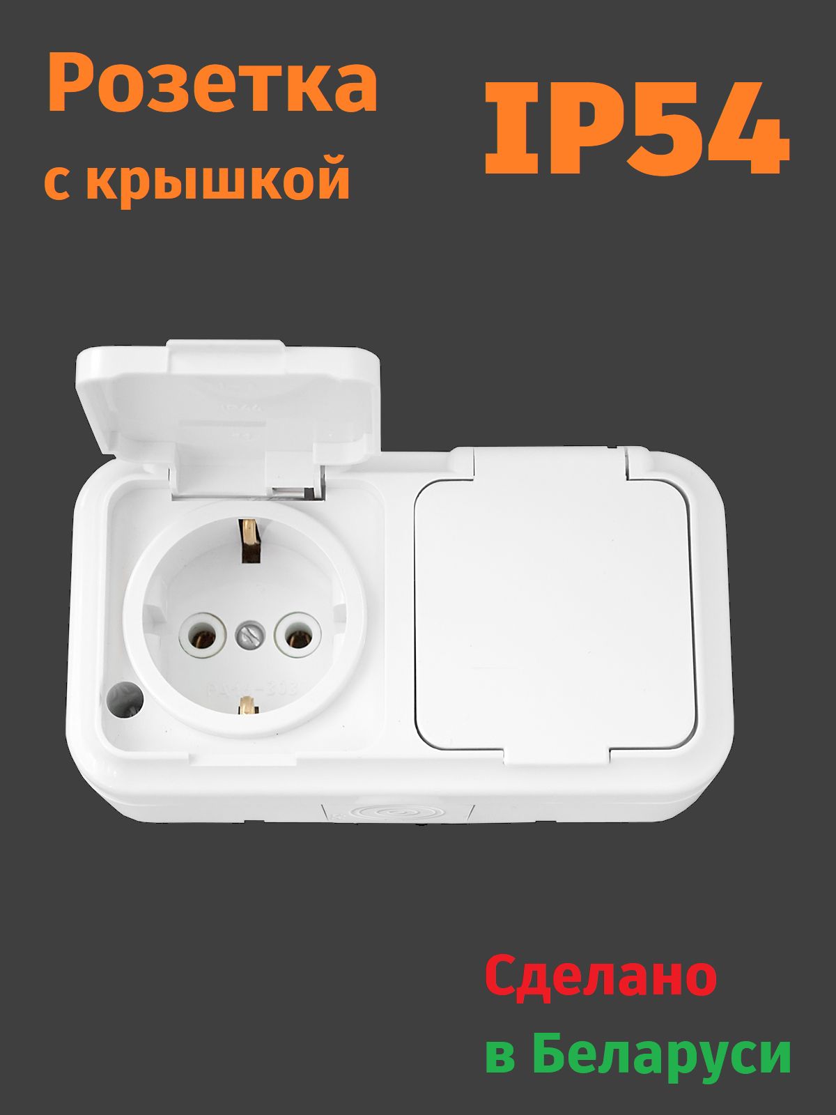 Розеткауличная влагозащищенная IP54 белая с заземлением РА16-303 Пралеска