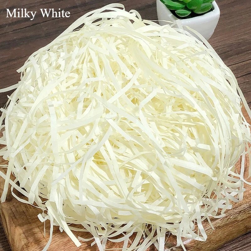 Цветная бумажная стружка из рафии для подарков Белый, 50g, Milky White