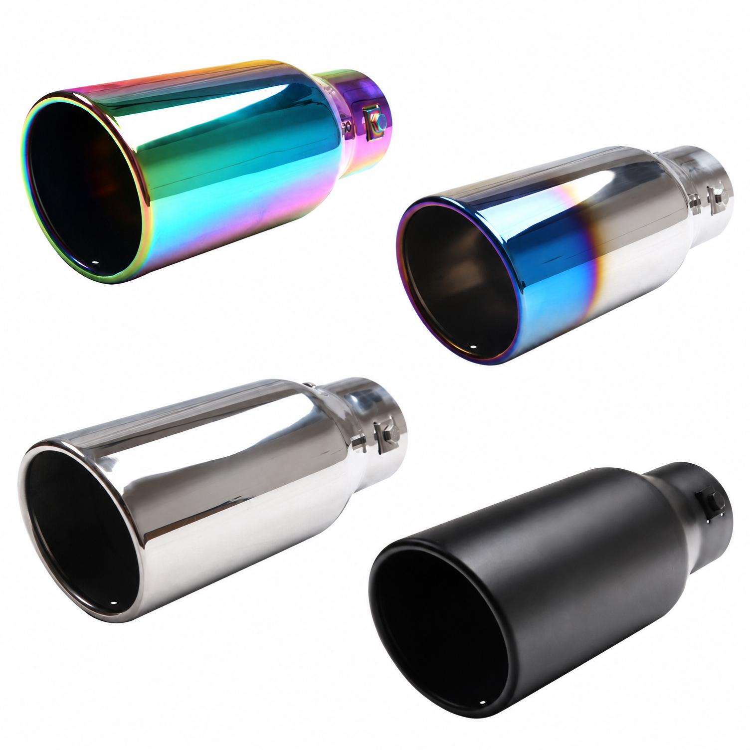 Universal 8.5-Inch Straight-Through нержавеющая сталь Exhaust Tip Muffler для 63–89 mm Pipes (Цвет: blue, silver, Размер/Сторона: 63-89mm)