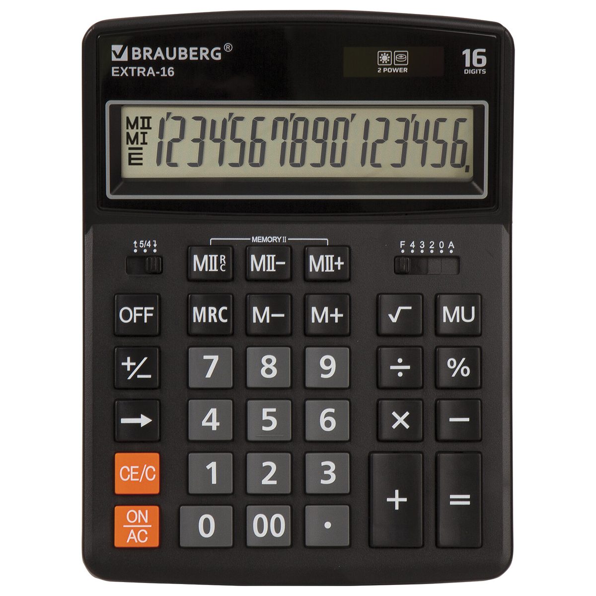 Калькулятор настольный Brauberg Extra-16-BK (16-разрядный) черный (250475), 20шт.