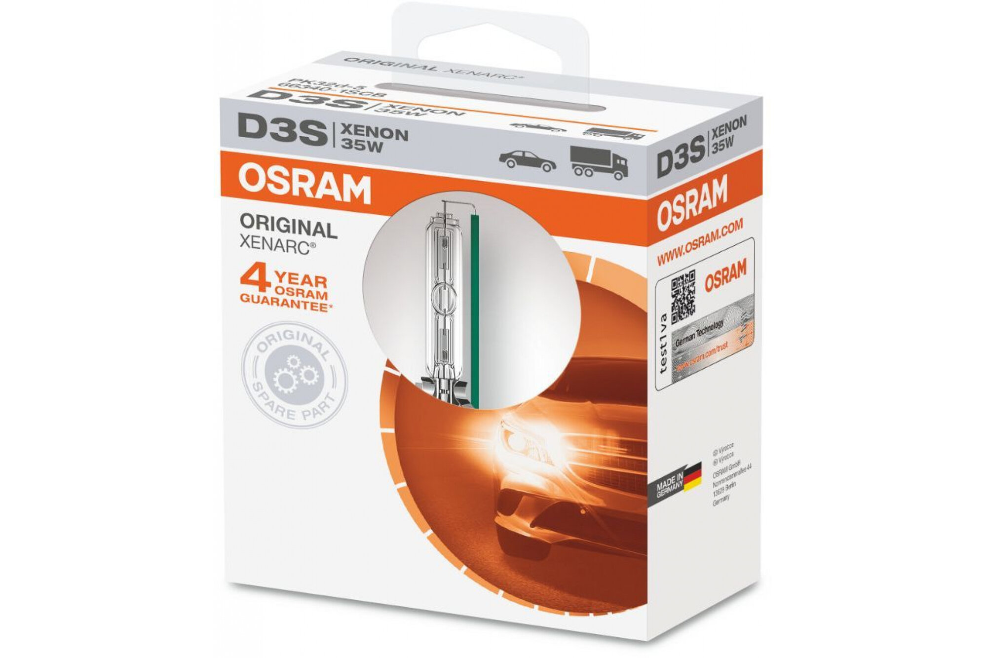 Лампа автомобильная OSRAM Xenarc Original D3S 35W P32d-5 4300K 42V (бл.), 1шт, 66340-1SCB