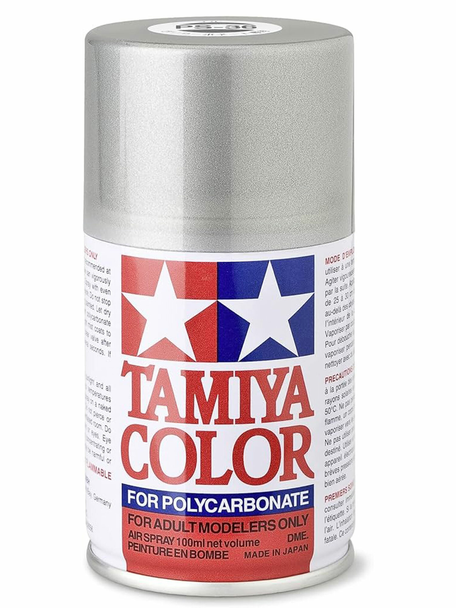 Краска аэрозольная для поликарбонатных моделей Tamiya Color PS-36 Translucent Silver 86036 прозрачный металлик, 100 мл
