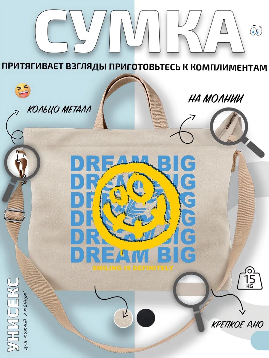 Сумка шоппер  Смайлик в жёлтом круге