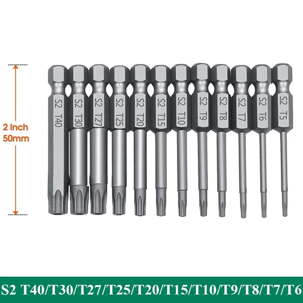 Набор бит Torx Security S2 12 шт. 50 мм