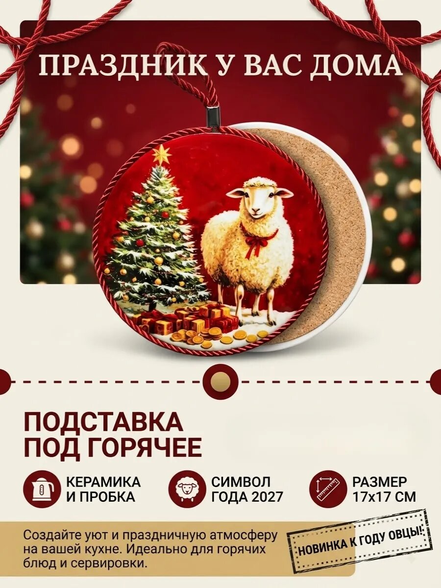 Новогодняя декоративная подставка под горячее. Символ года 2027