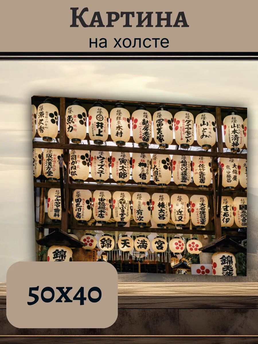 Картина Япония Japan 40x50 Киото храмовые фонари