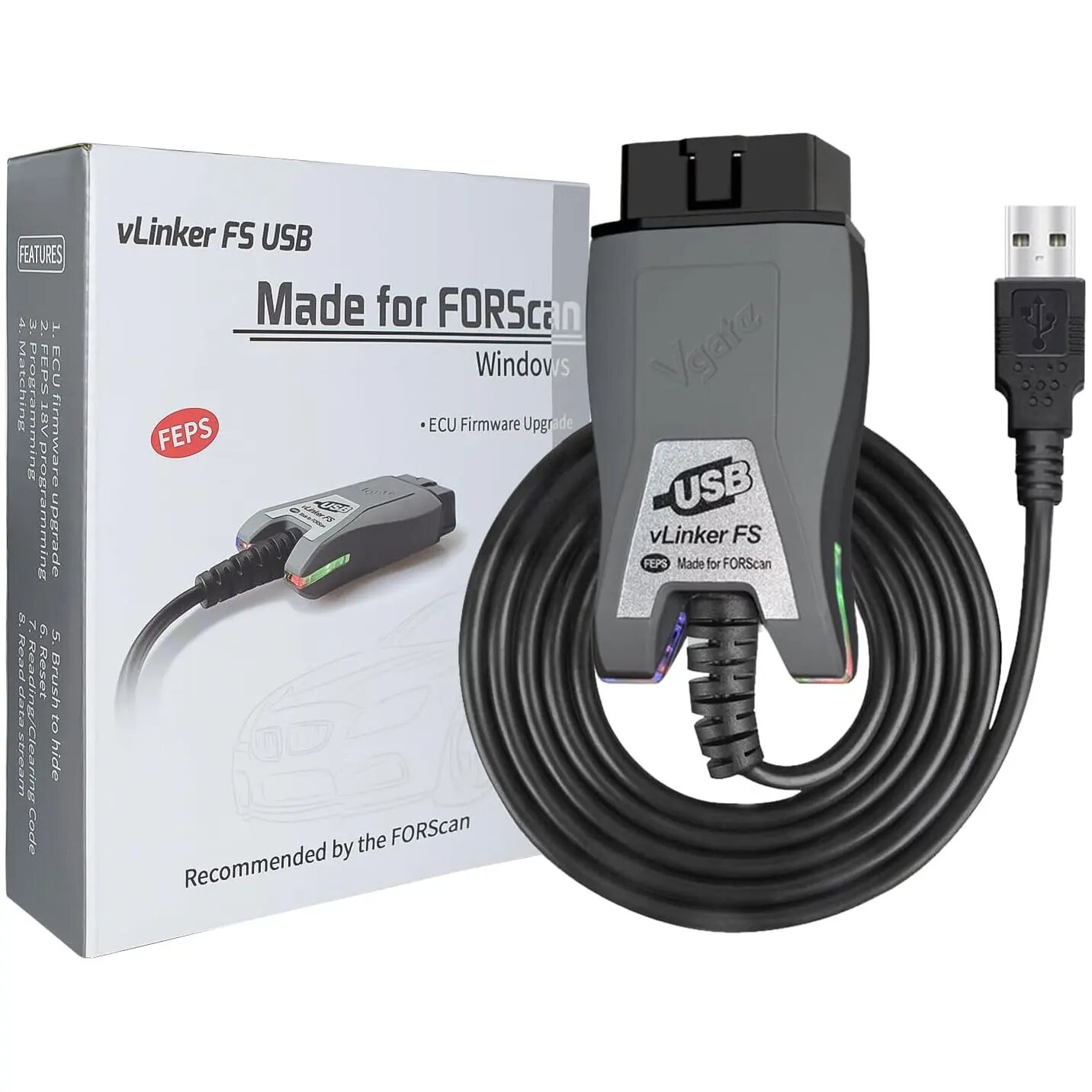 VLinker FS USB OBD2 адаптер для FORScan, 1 шт