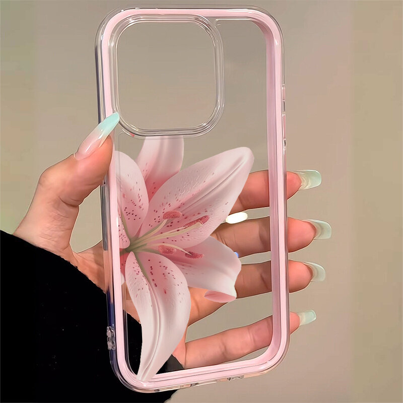 Чехол для смартфона 1 шт. мягкий прозрачный 2-в-1 с переливающимся изображением цветка лилии, микс цветов