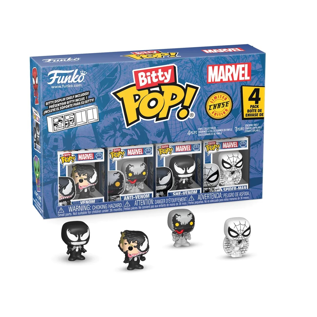 Фигурка Funko Bitty Pop! Marvel Веном 3 шт + 1 случайная коллекционная игрушка для детей