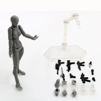 Figma Юношеская Версия 2.0 Подвижная Фигурка с Набором Оружия, Серебристо-Серый Оттенок Кожи, Женская, С Подвижными