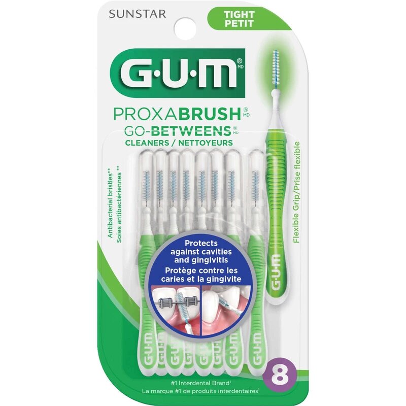 Ершик межзубной GUM Proxabrush Go-Betweens Tight (узкий), 8 шт, антибактериальные щетинки